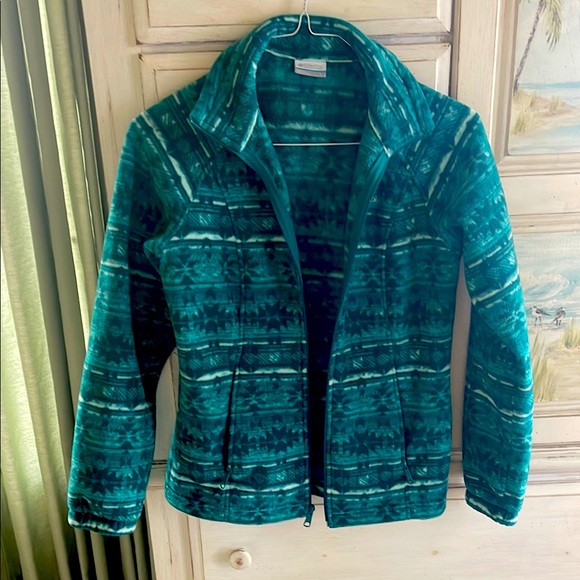 Columbia | Jackets & Coats | Teal Patterned Fleece Womens Jacket | Poshmark